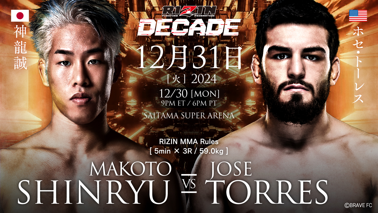 RIZIN DECADE 配信情報｜対戦カードやPPV情報も【ABEMA】